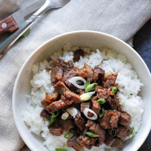 Caramelized sweet beef with rice - Berry&Maple