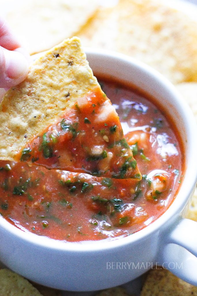 Homemade roasted tomato blender salsa - Berry&Maple